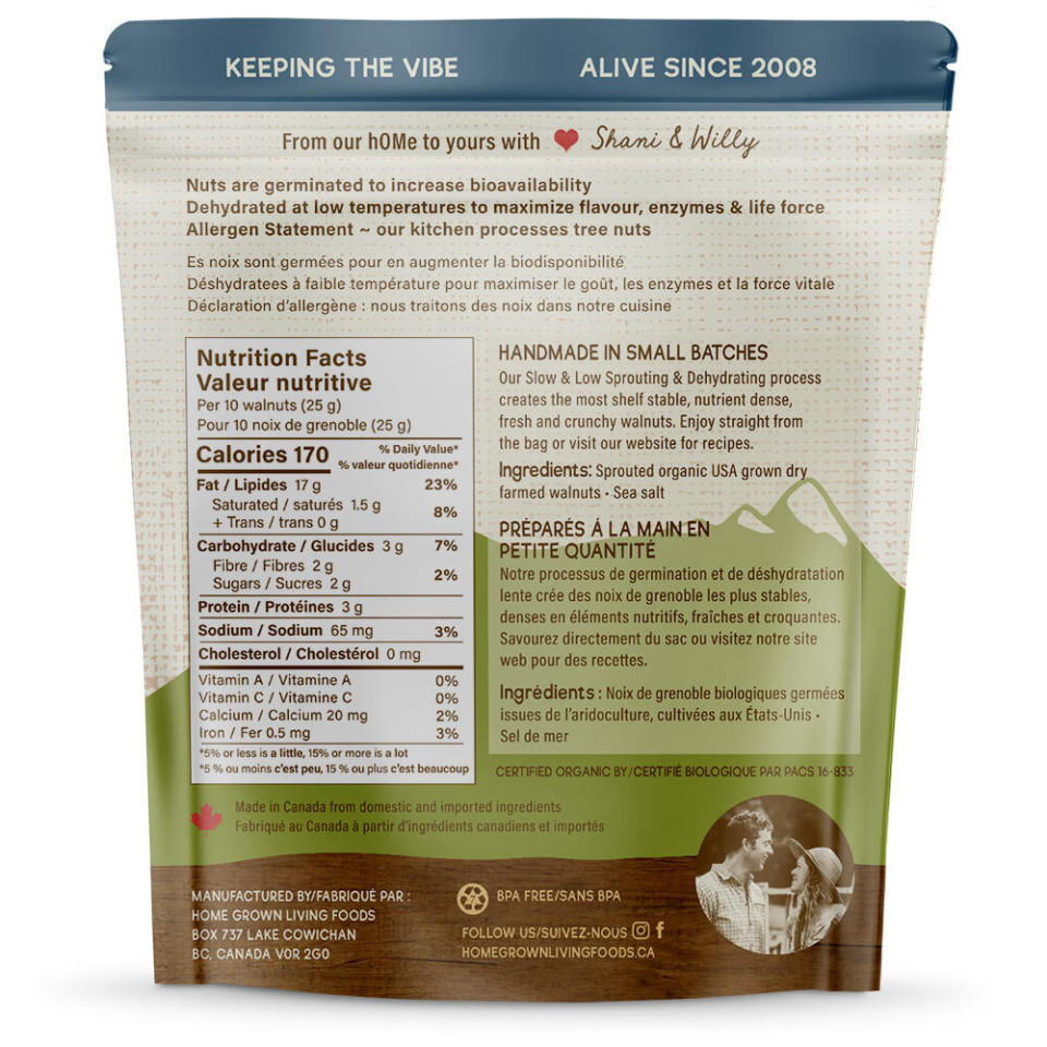 Sprouted Salted Dry Farmed Walnuts - hOMe Grown Living Foods